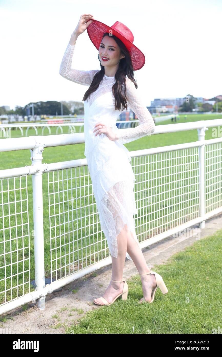 Jessica Song attends Colgate Optic White Stakes Day at Royal Randwick ...
