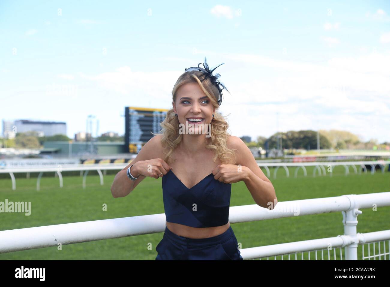 Olena Khamula attends Colgate Optic White Stakes Day at Royal Randwick ...