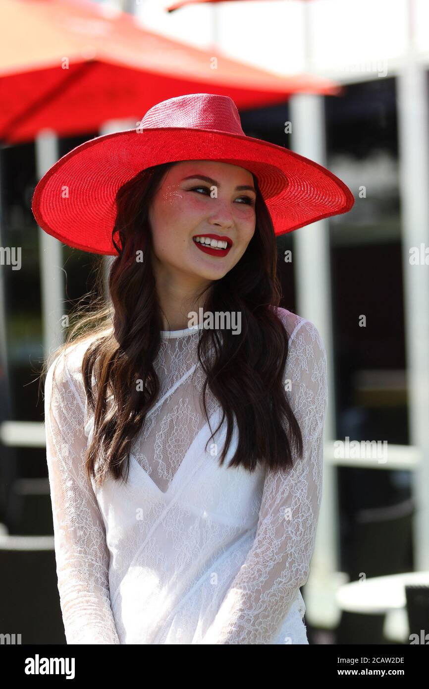 Jessica Song attends Colgate Optic White Stakes Day at Royal Randwick ...