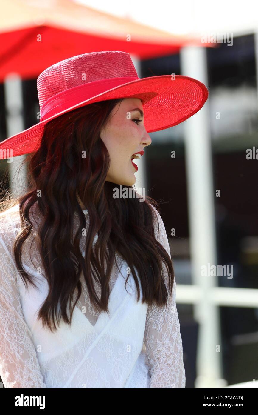 Jessica Song attends Colgate Optic White Stakes Day at Royal Randwick ...