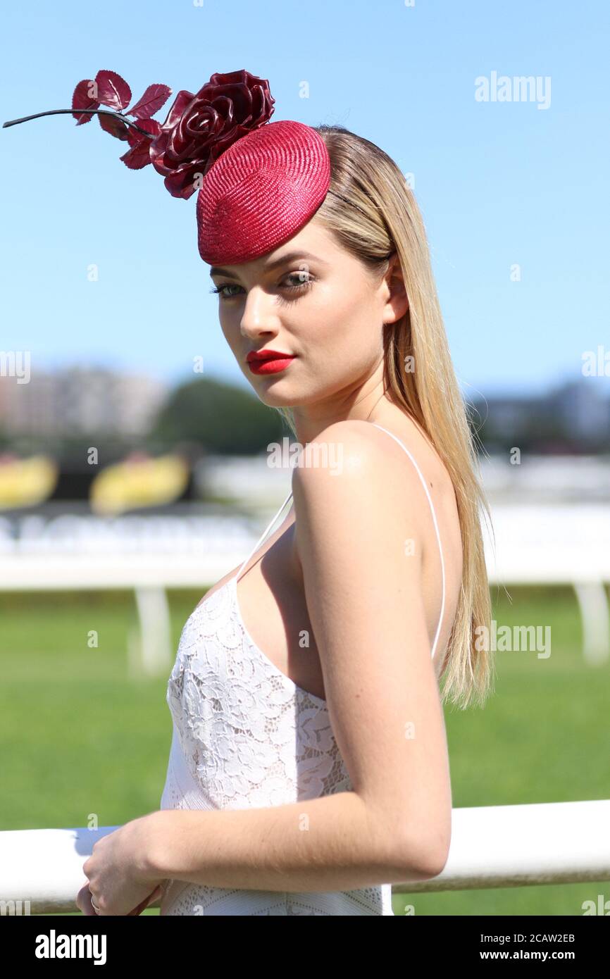 Mega Blake Irwin attends Colgate Optic White Stakes Day at Royal ...