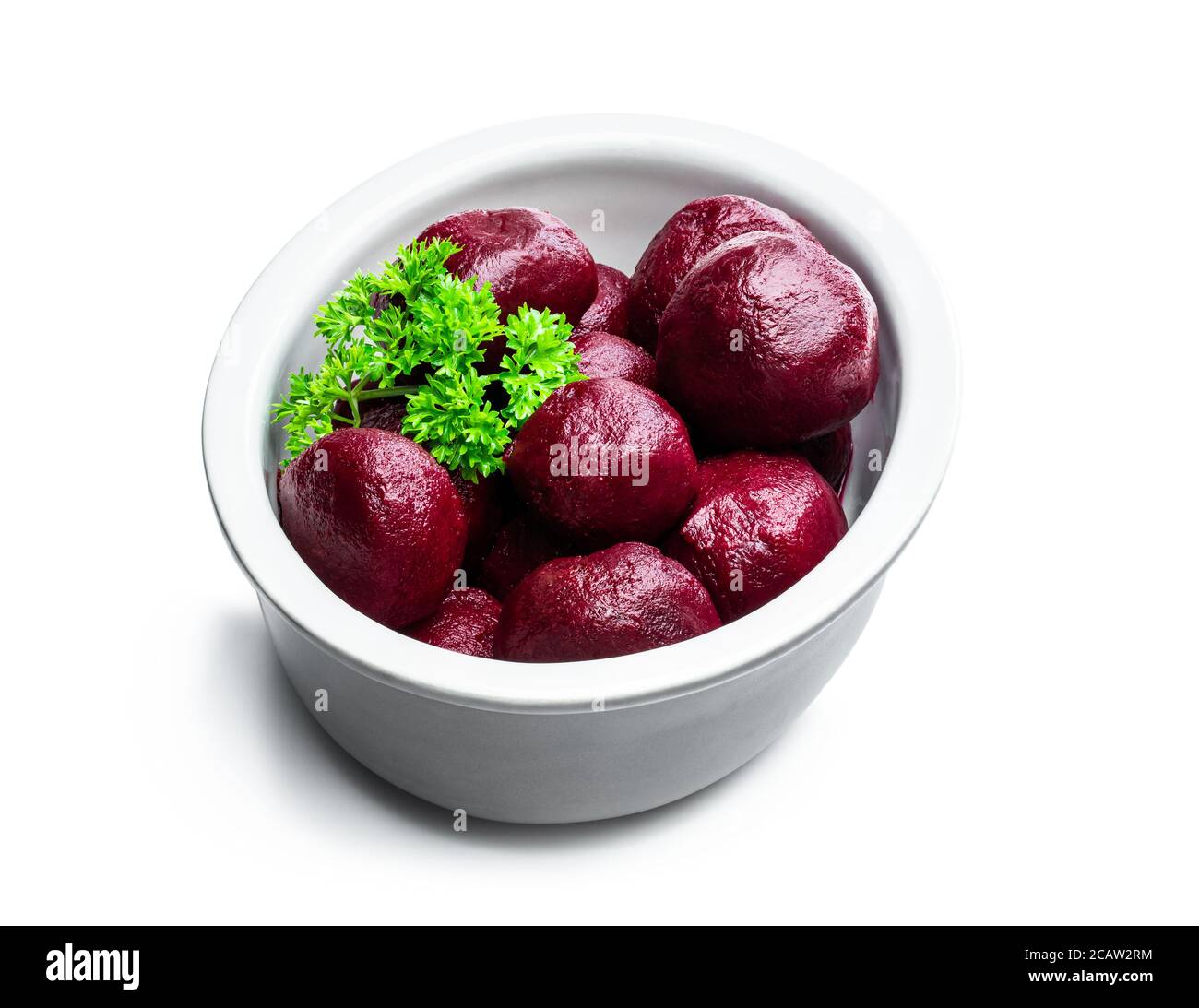 Homemade pickled baby beetroot in clay pot isolated on white Stock ...