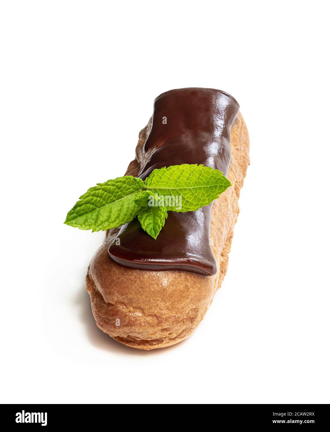 Chocolate eclair isolated on white background Stock Photo - Alamy