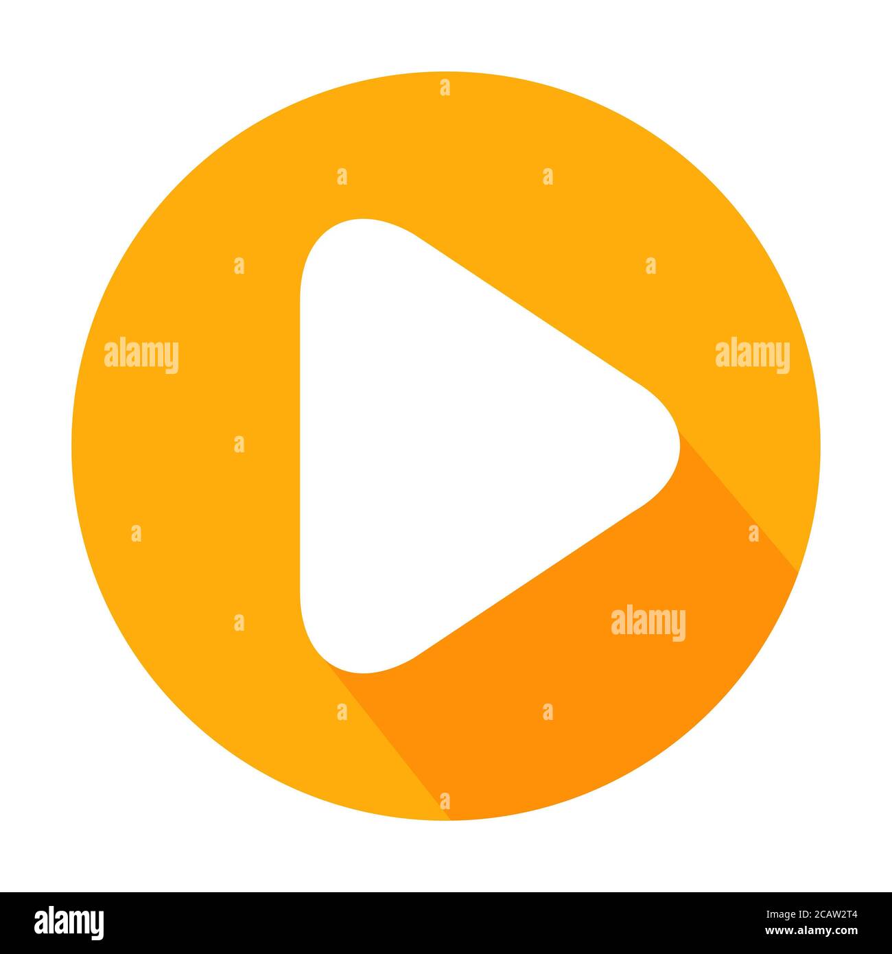 Illustration of an orange and white round play sign on an isolated ...