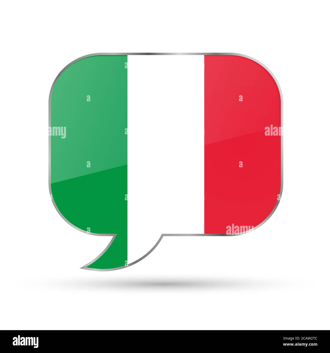 Illustration of the Italian flag in a message icon on an isolated ...
