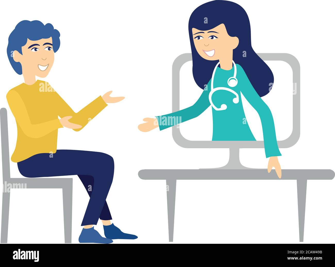 Illustration of telemedicine and teleconsultation, remote medical ...