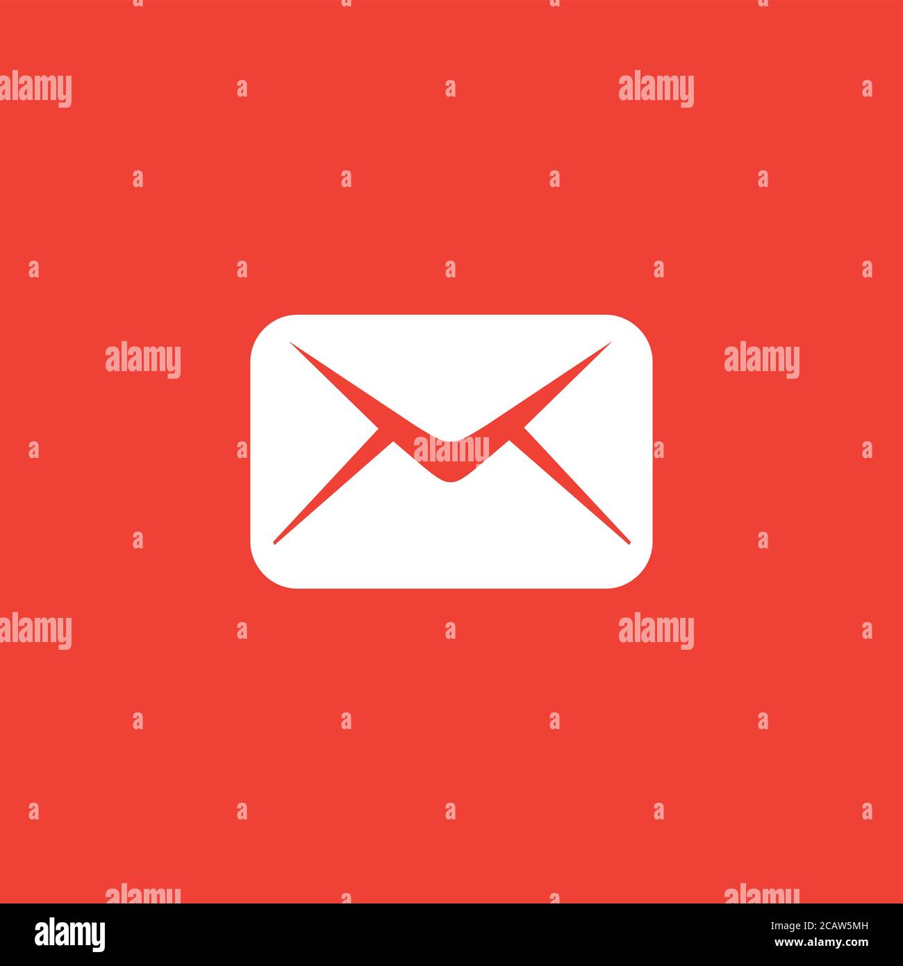 Email Icon On Red Background. Red Flat Style Vector Illustration Stock ...