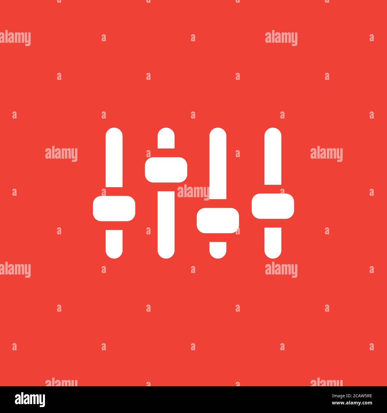 Equalizer Icon On Red Background. Red Flat Style Vector Illustration ...