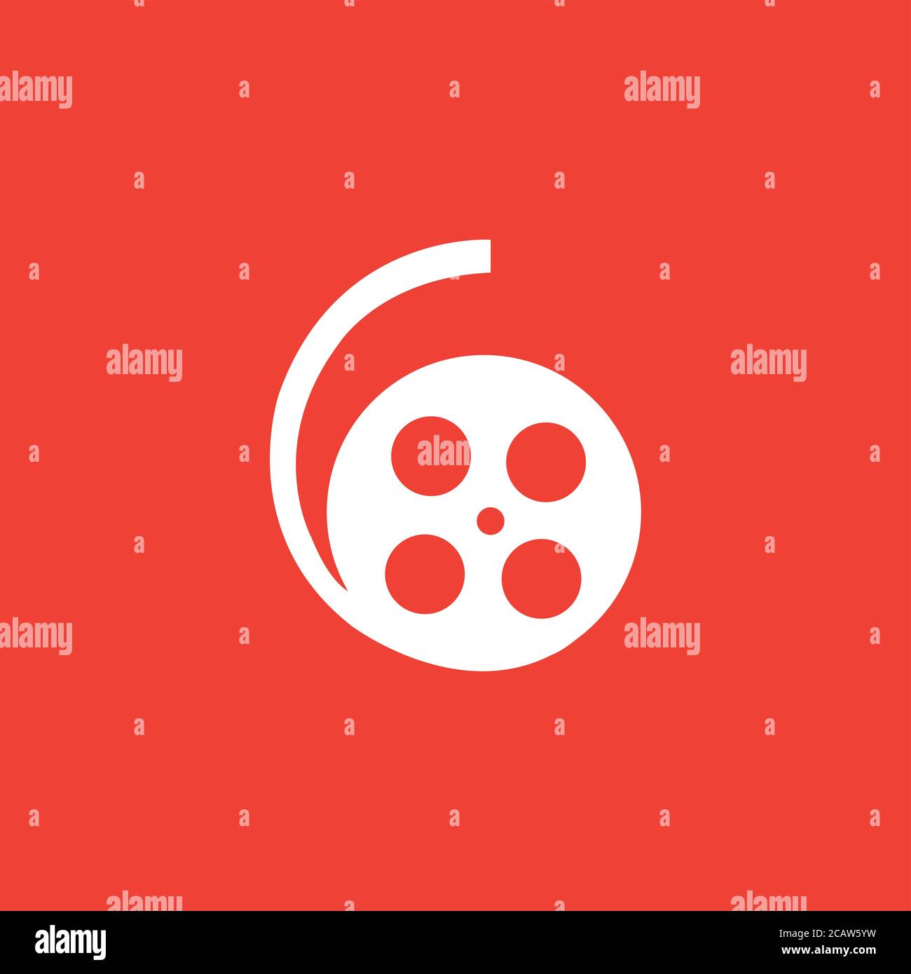 Film Reel Icon On Red Background. Red Flat Style Vector Illustration ...