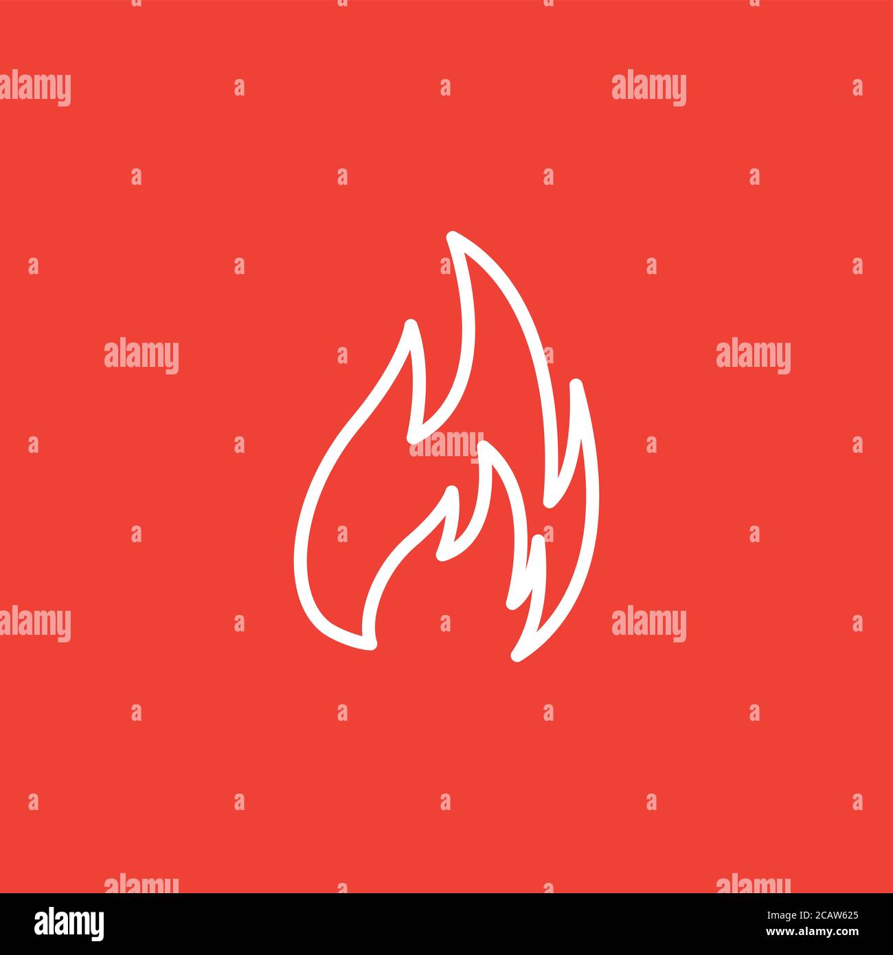Fire Line Icon On Red Background. Red Flat Style Vector Illustration ...