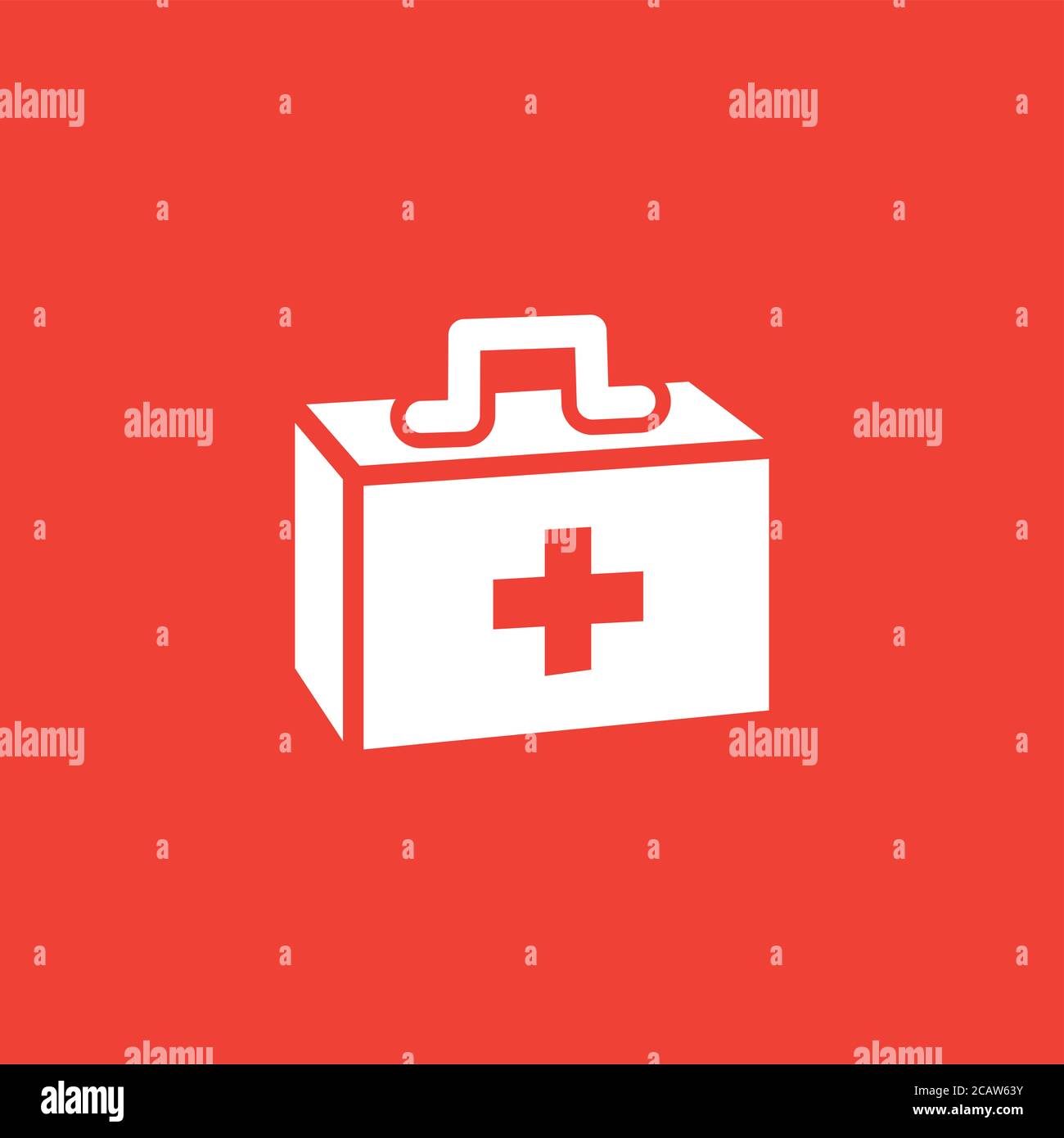 First Aid Box Icon On Red Background. Red Flat Style Vector ...