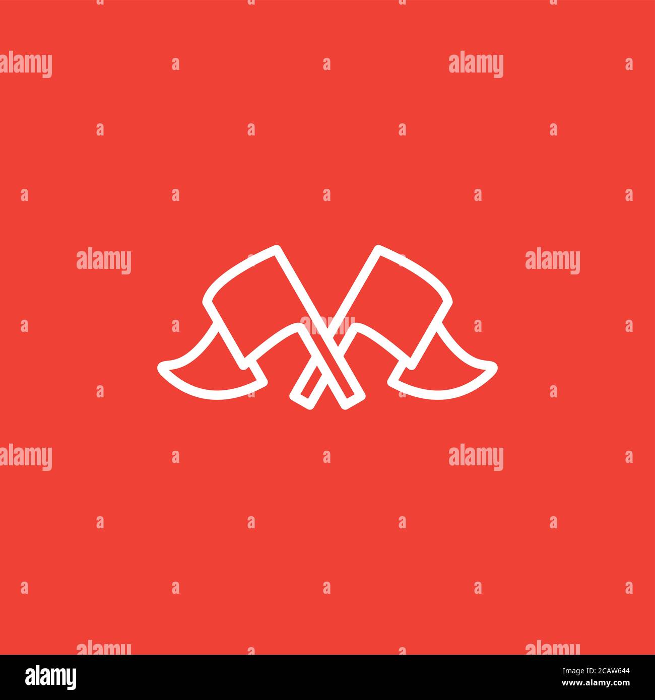 Crossed Flags Line Icon On Red Background. Red Flat Style Vector ...
