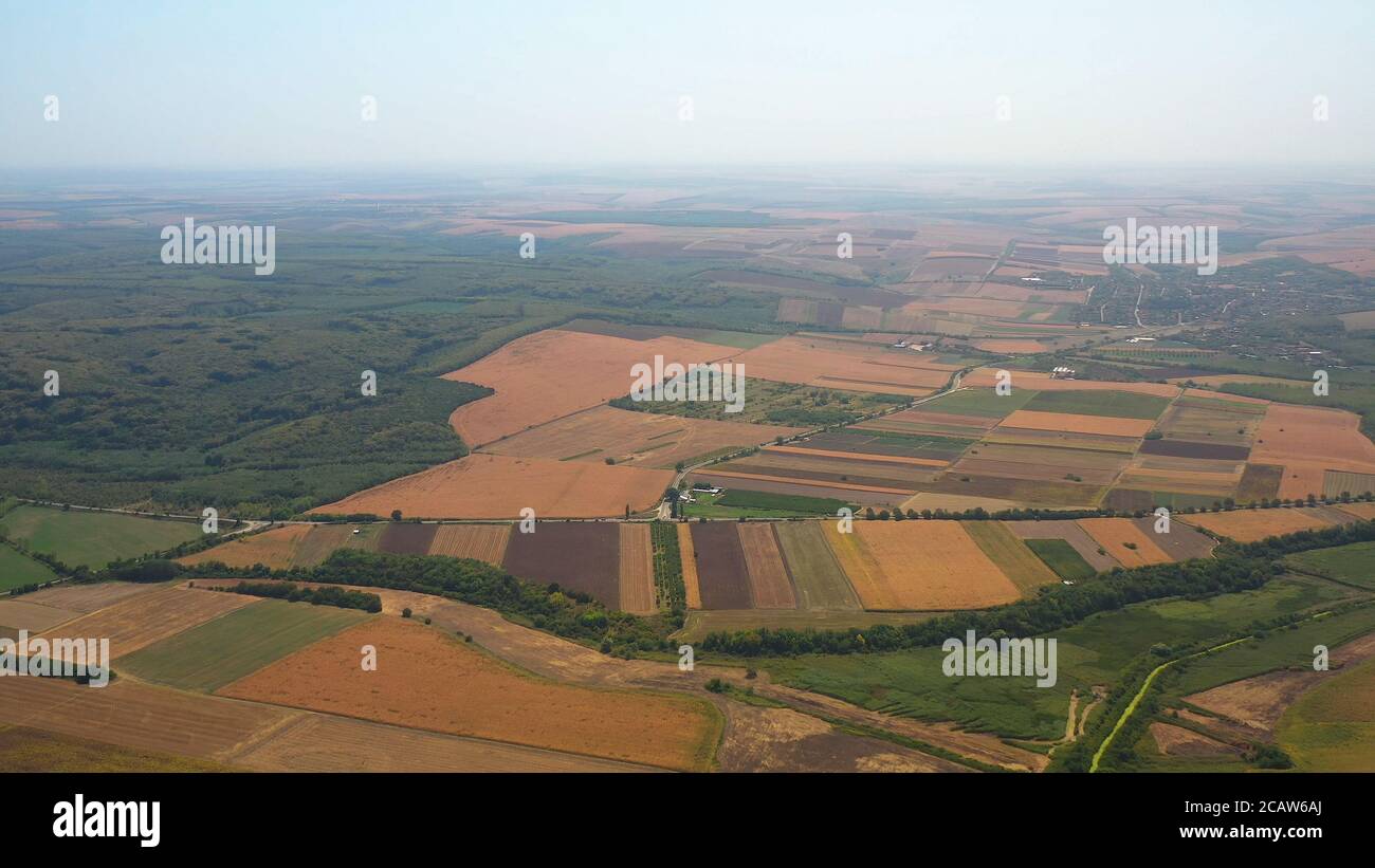 Aerial shot agricultural lands covered hi-res stock photography and ...