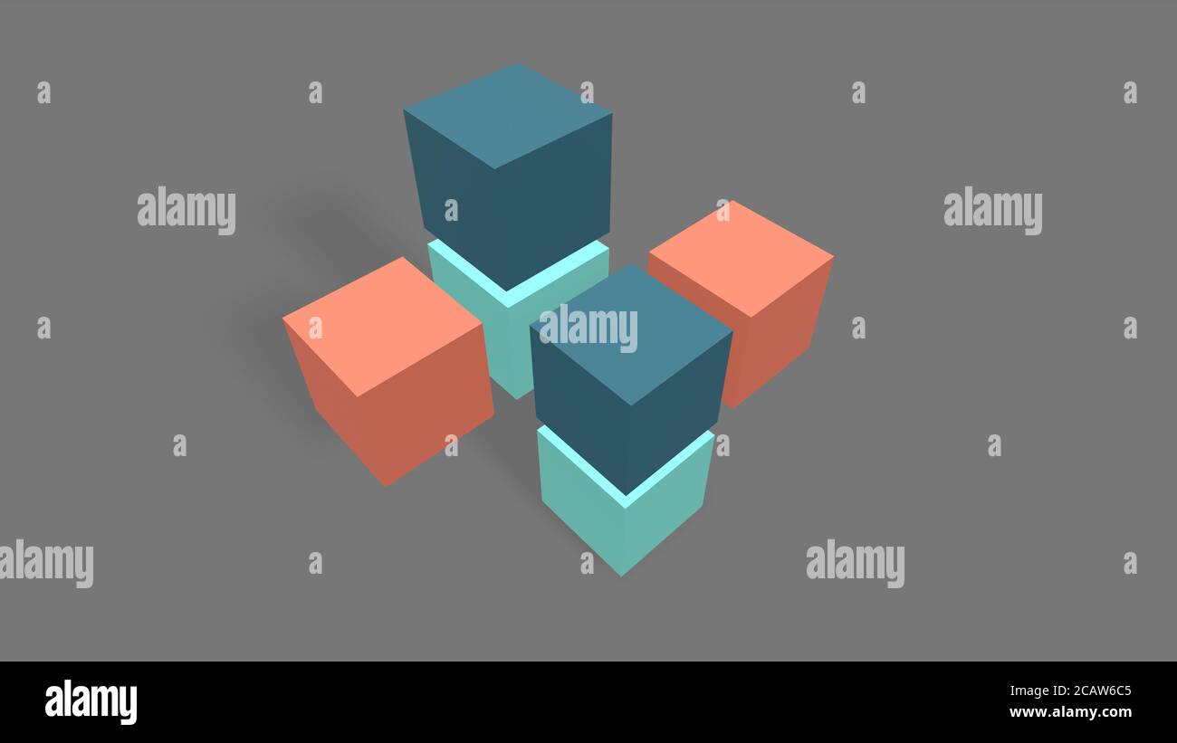 3d render Different color Cube on gray background Stock Photo - Alamy