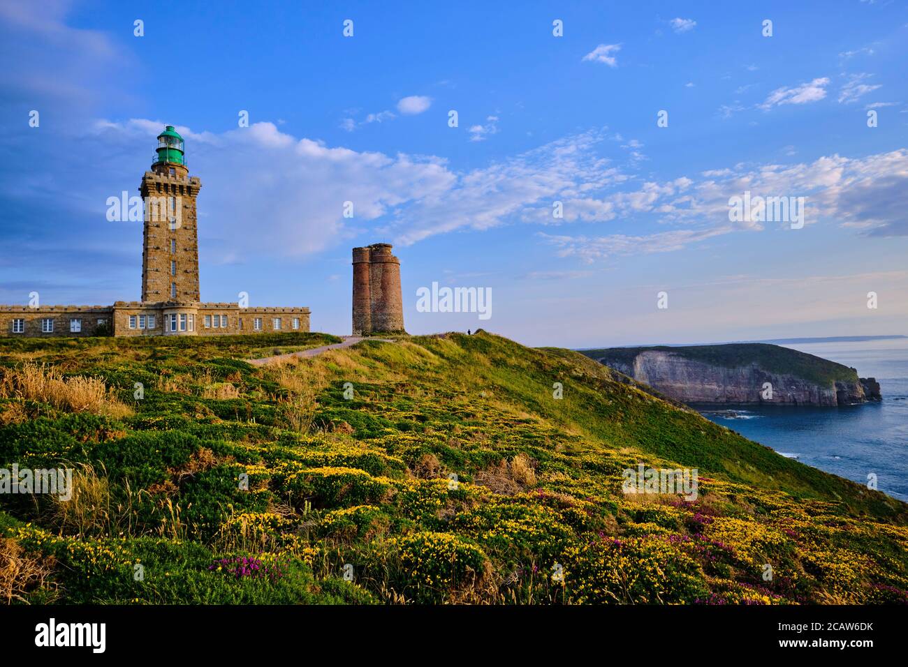 France, Brittany, Cotes d'Armor (22), Cap Frehel lighthouse Stock Photo ...