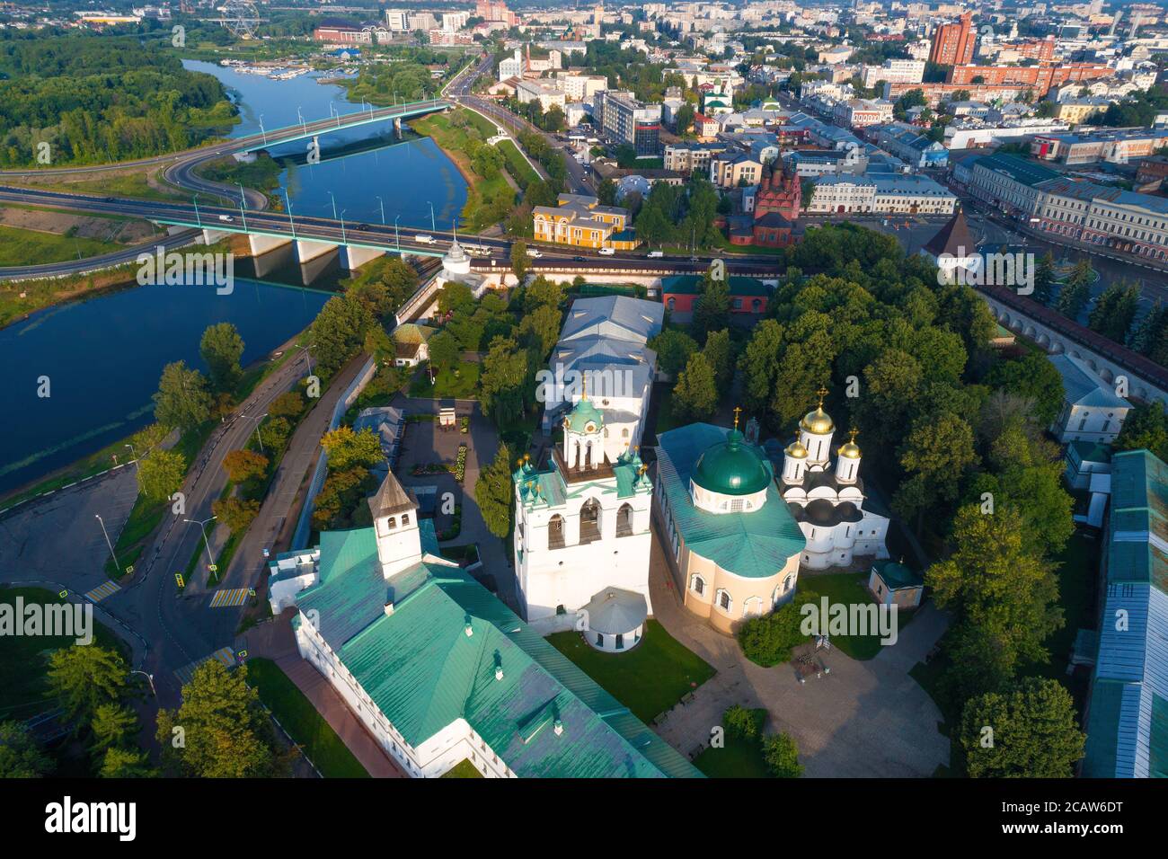 Above the temples of the Spaso-Preobrazhenskiy Monastery on a sunny ...
