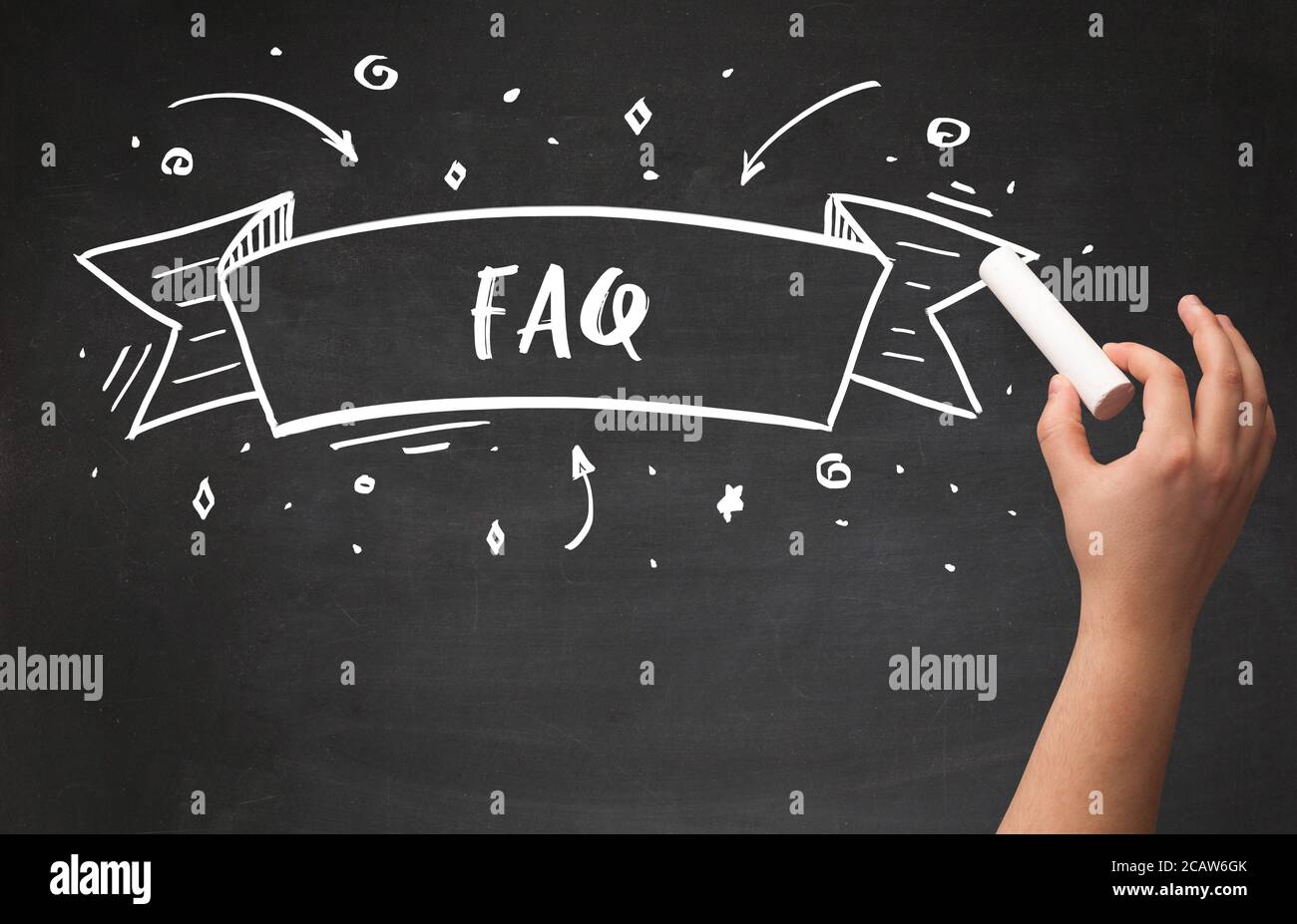 Hand drawing FAQ abbreviation with white chalk on blackboard Stock ...