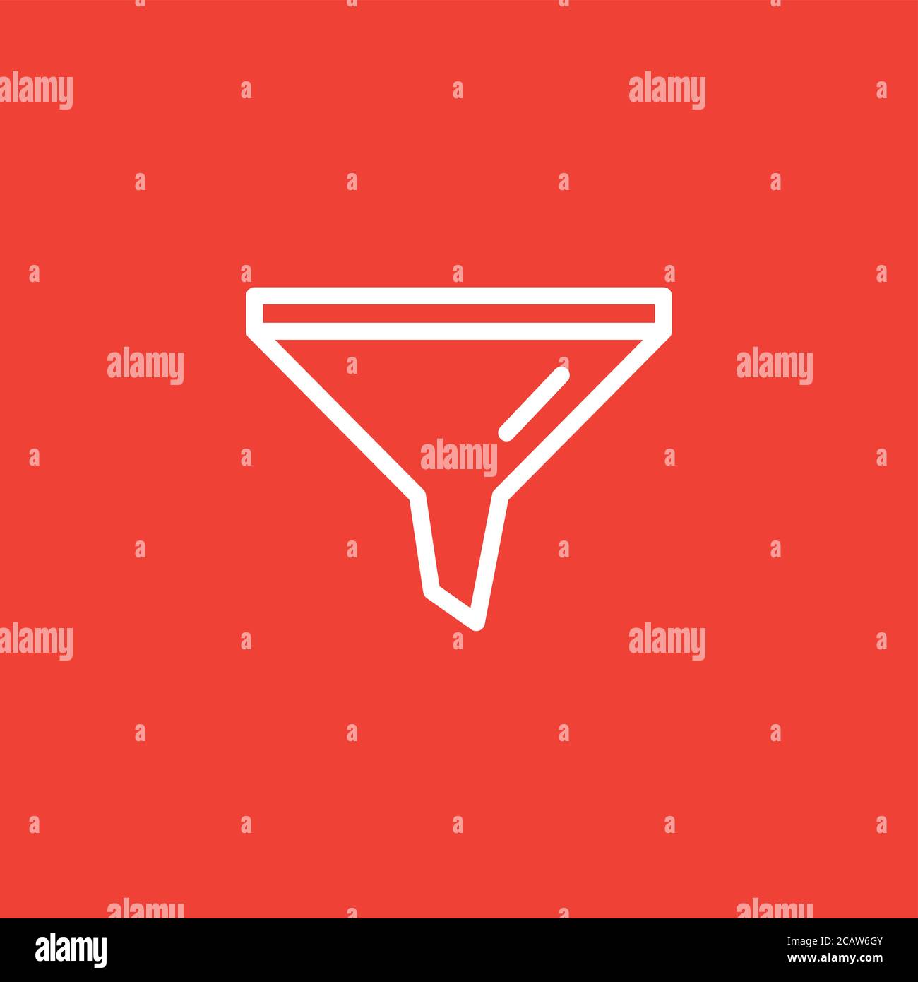 Funnel Line Icon On Red Background. Red Flat Style Vector Illustration ...