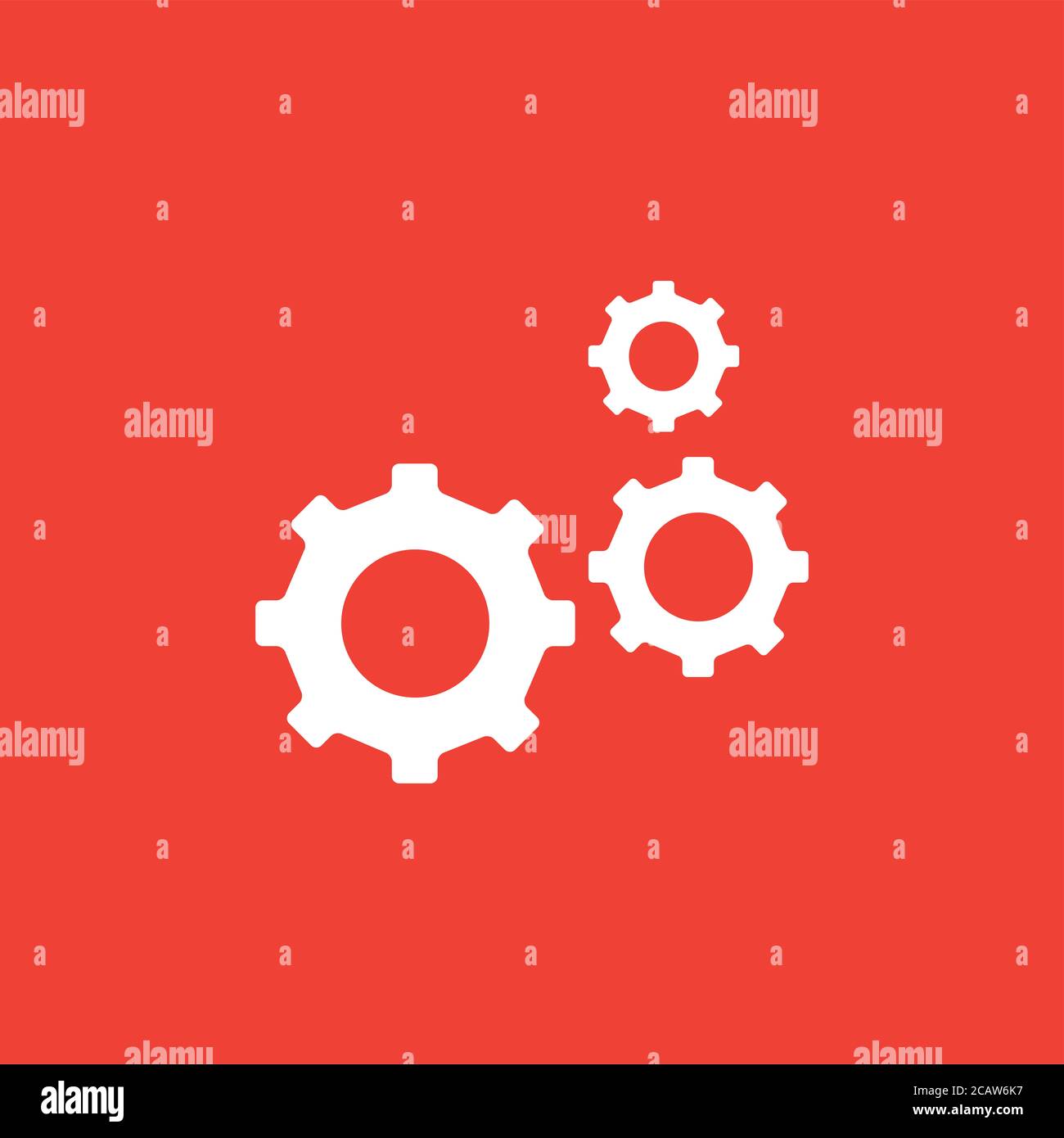 Gear Icon On Red Background. Red Flat Style Vector Illustration Stock ...