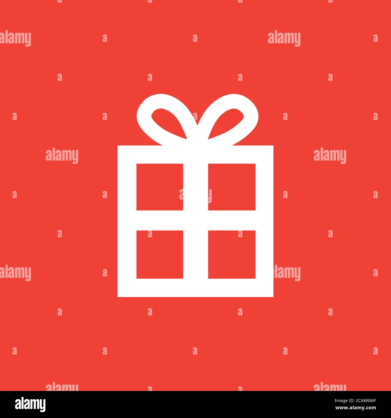 Gift Box Icon On Red Background. Red Flat Style Vector Illustration ...