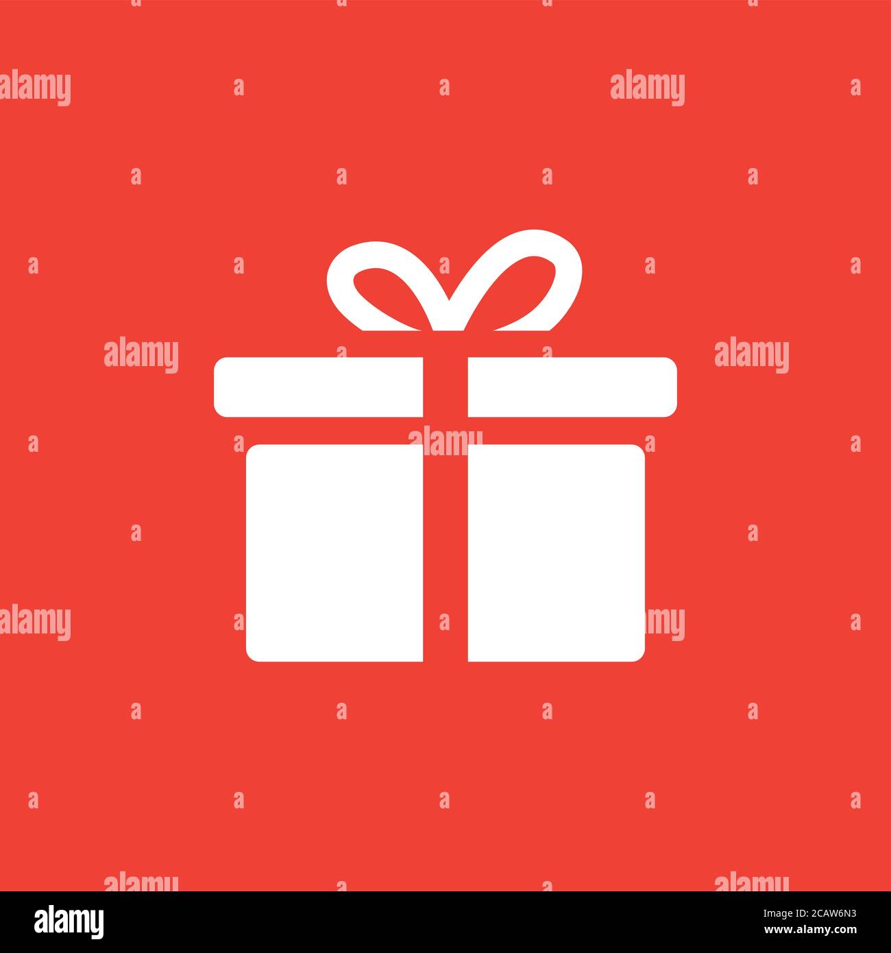 Gift Box Icon On Red Background. Red Flat Style Vector Illustration ...