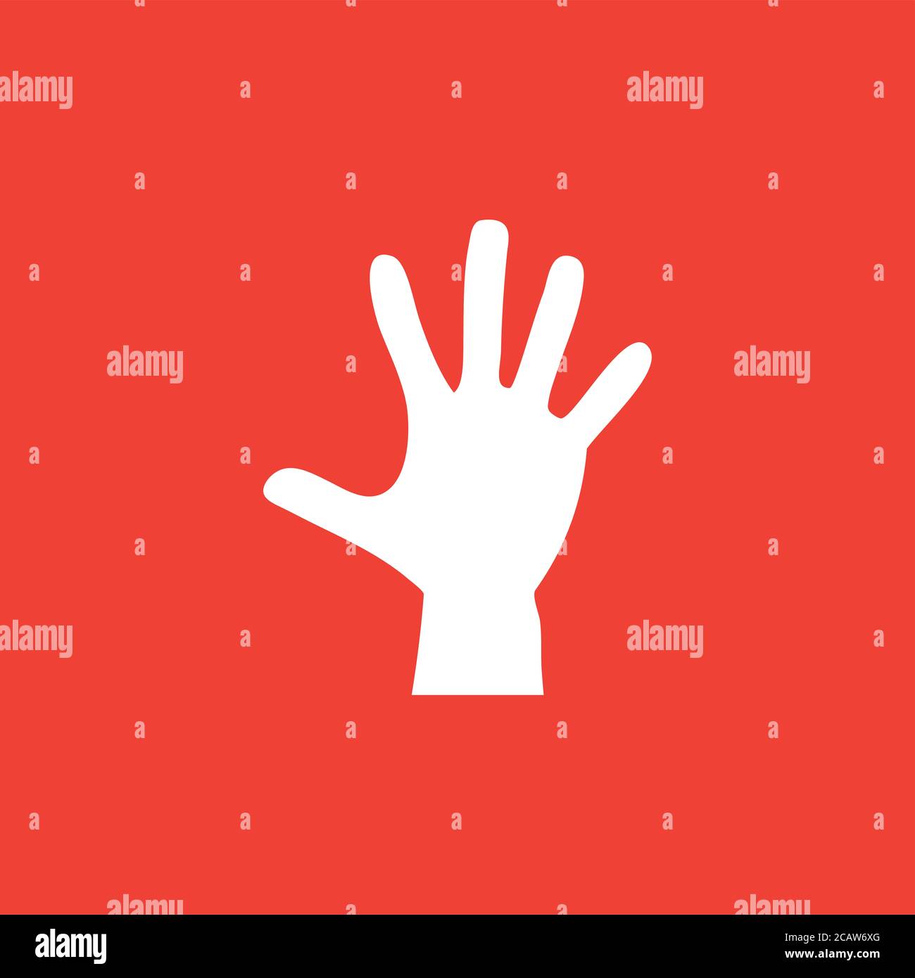 Hand Icon On Red Background. Red Flat Style Vector Illustration Stock ...