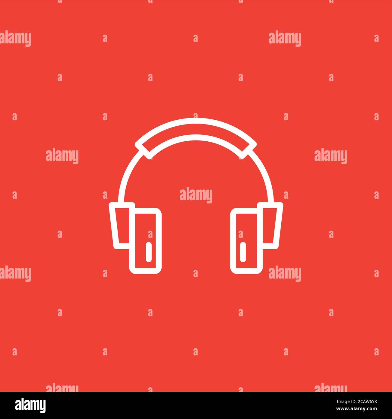 Headphone Line Icon On Red Background. Red Flat Style Vector ...