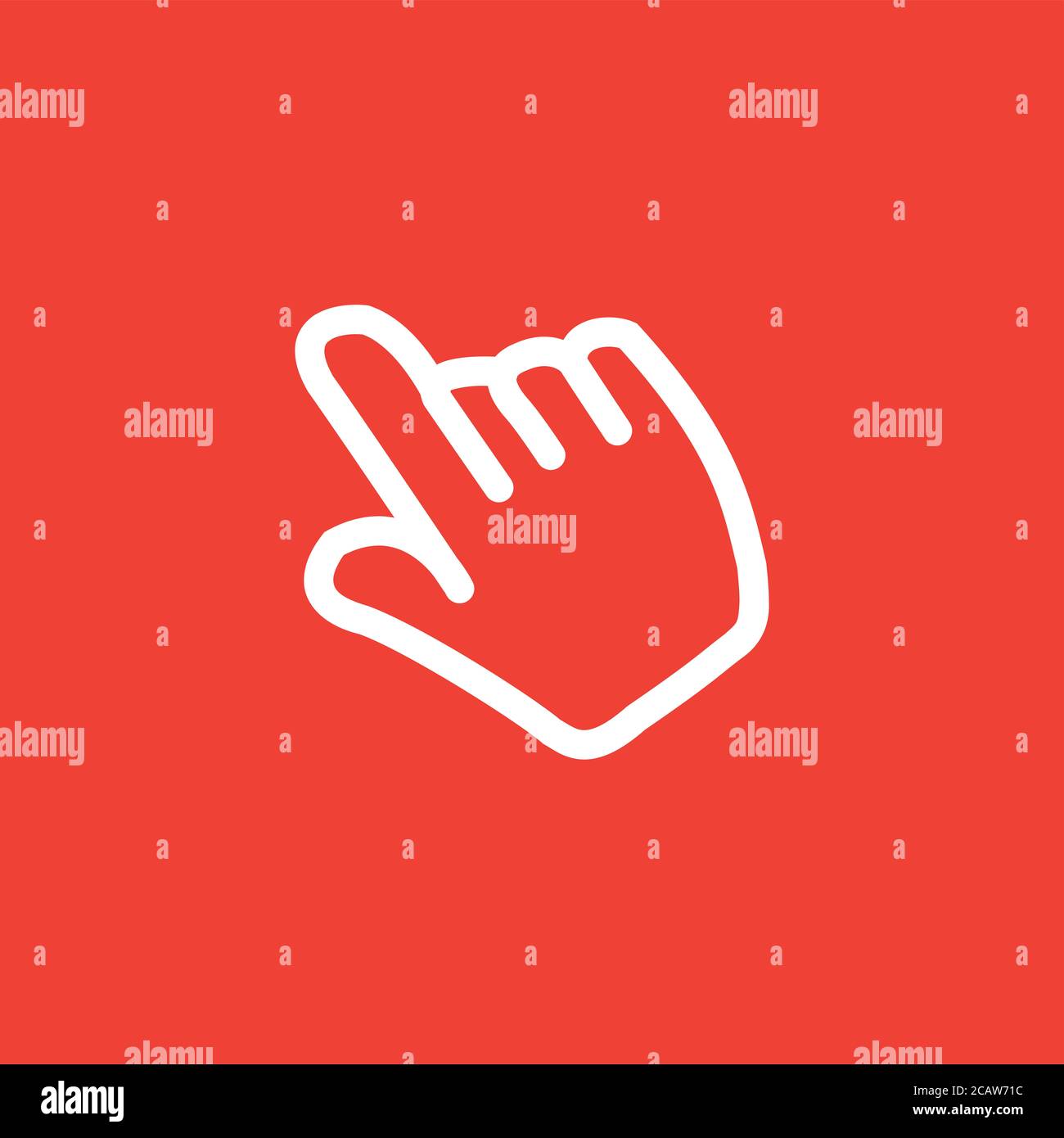 Hand Icon On Red Background. Red Flat Style Vector Illustration Stock ...