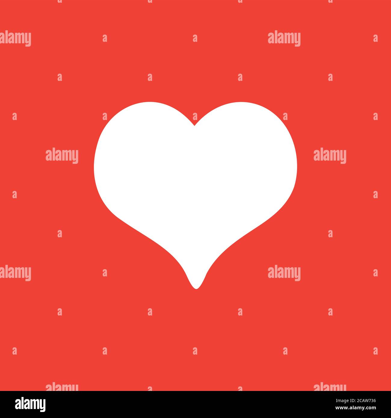 Heart Icon On Red Background. Red Flat Style Vector Illustration Stock ...