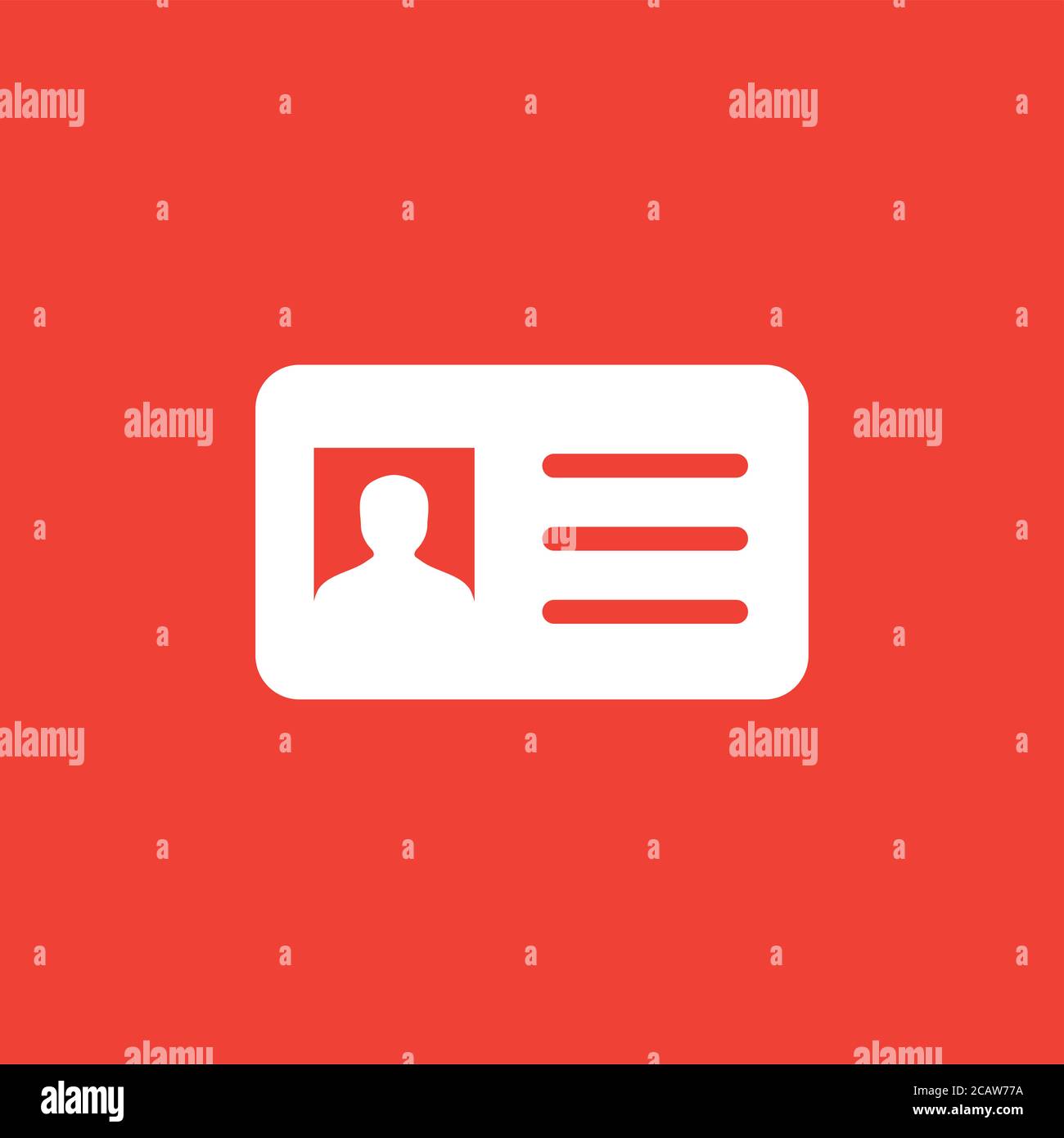 ID Card Icon On Red Background. Red Flat Style Vector Illustration ...