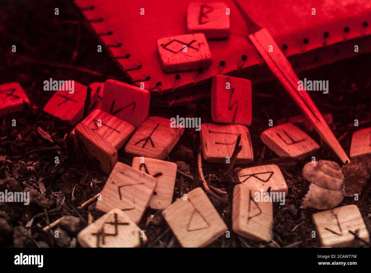 wooden runes on the ground Stock Photo - Alamy