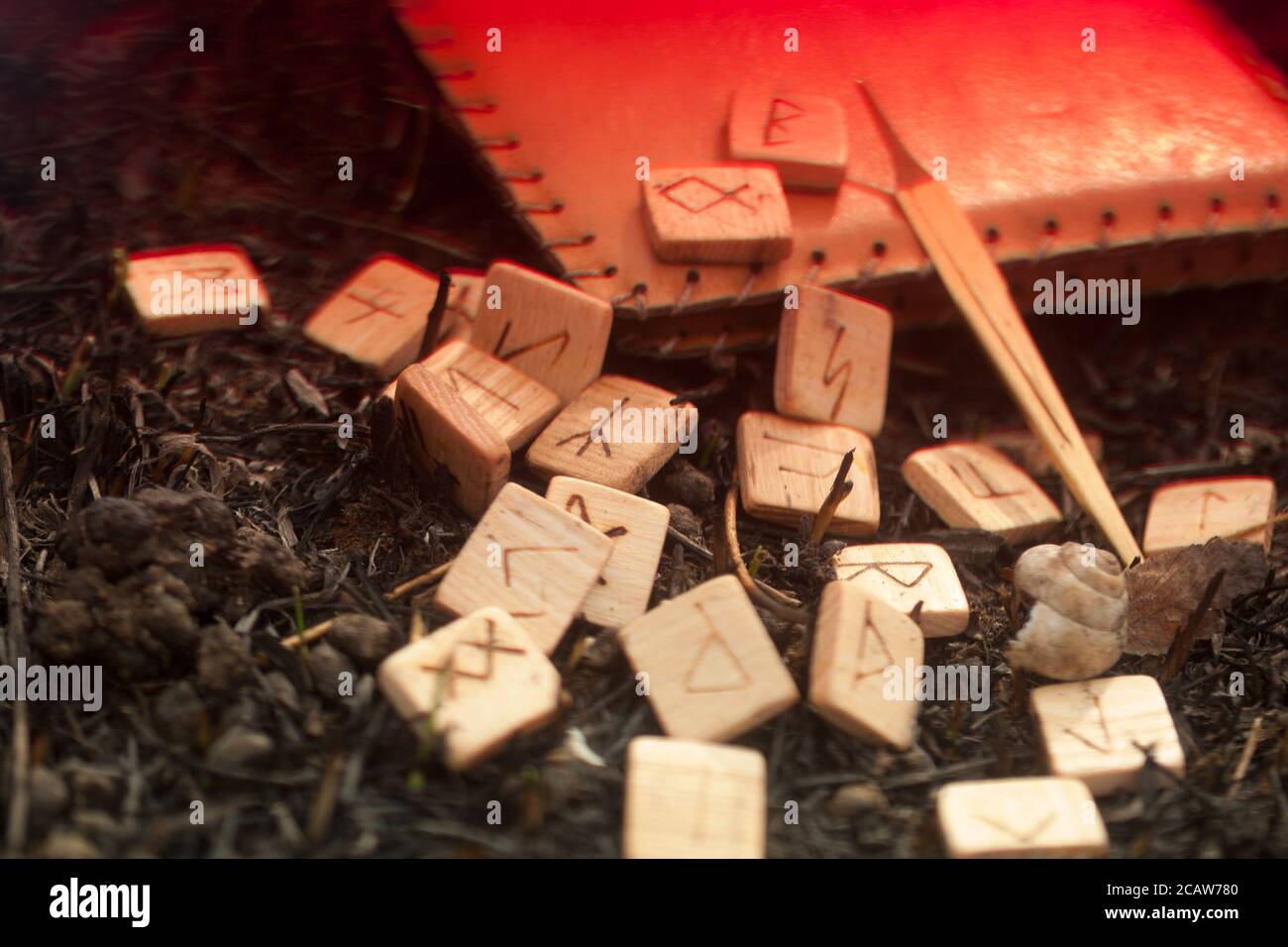 wooden runes on the ground Stock Photo - Alamy