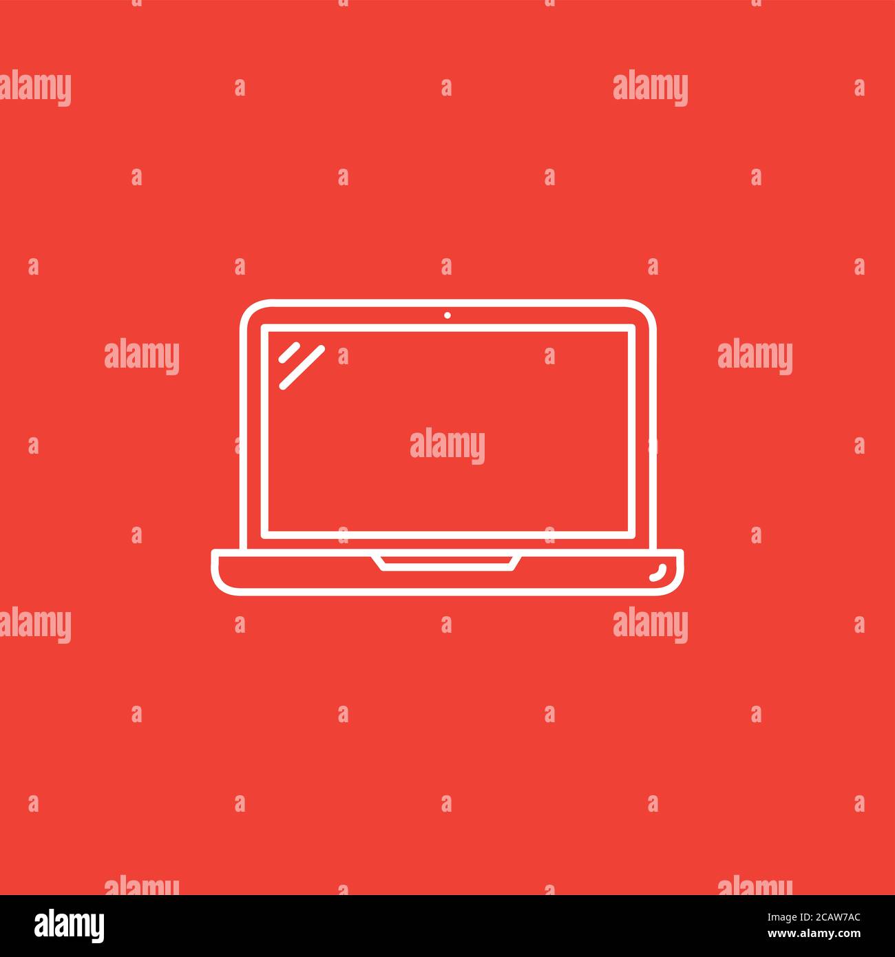 Laptop Line Icon On Red Background. Red Flat Style Vector Illustration ...