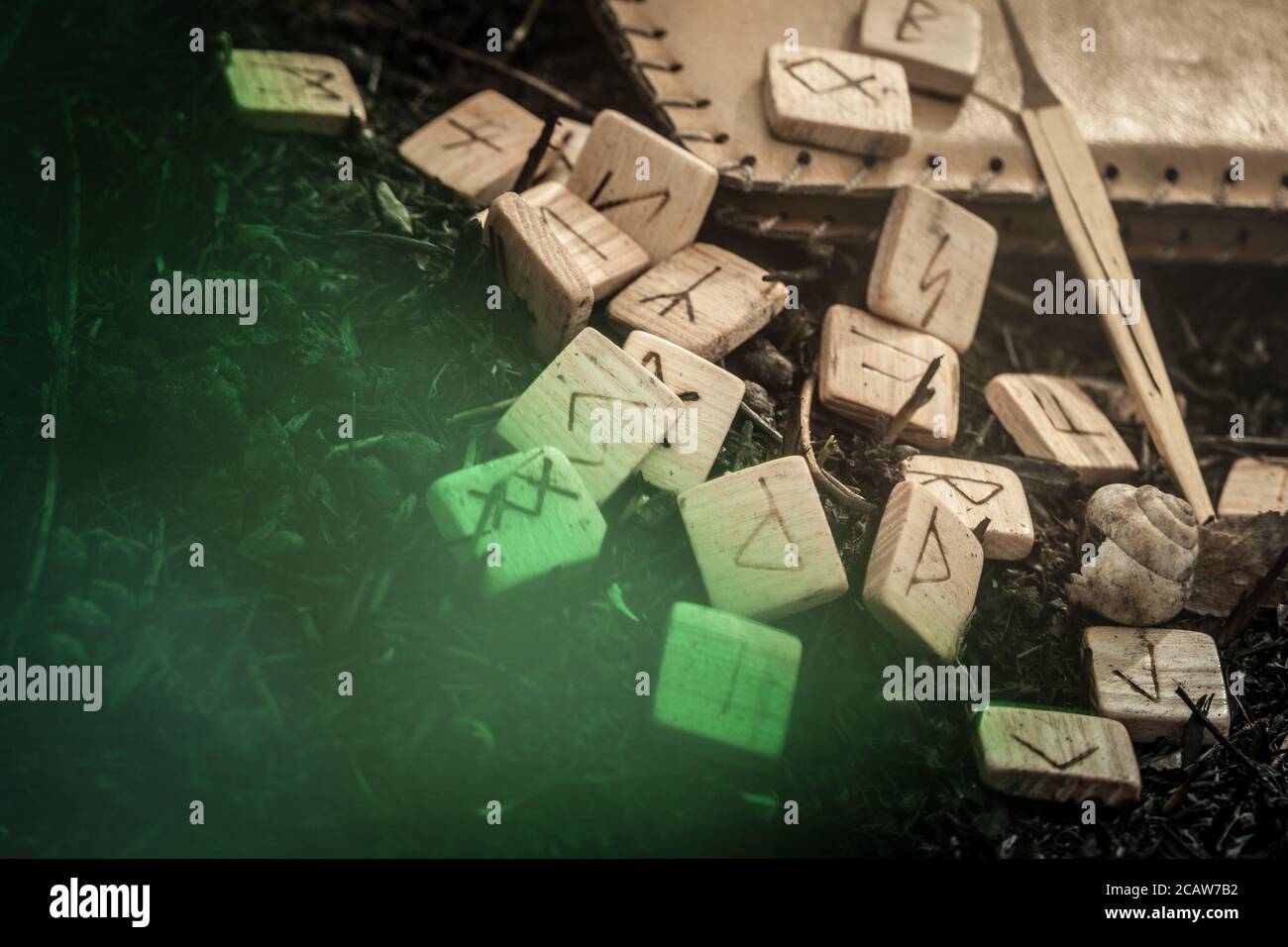 wooden runes on the ground Stock Photo - Alamy
