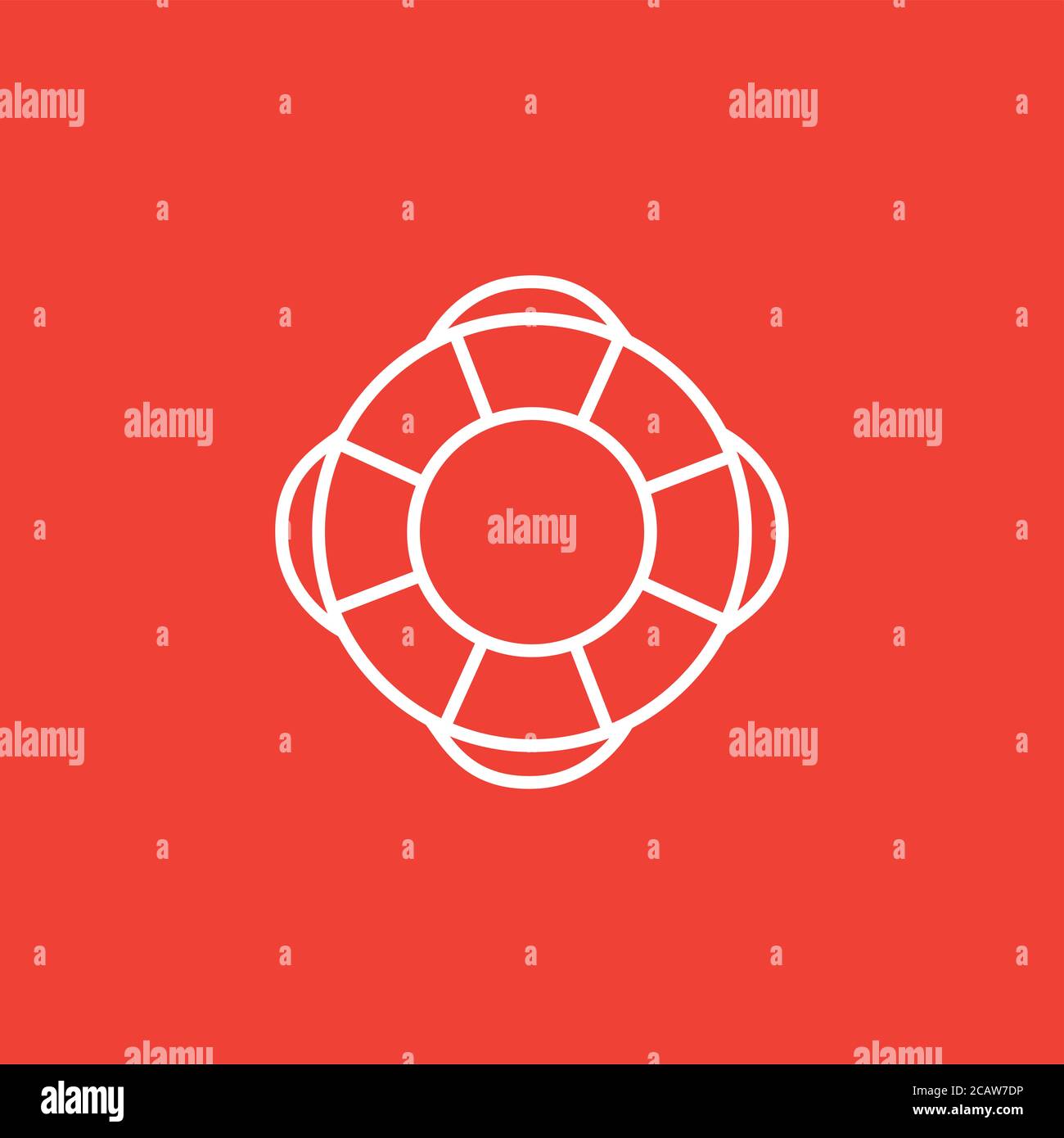 Lifebuoy Line Icon On Red Background. Red Flat Style Vector ...