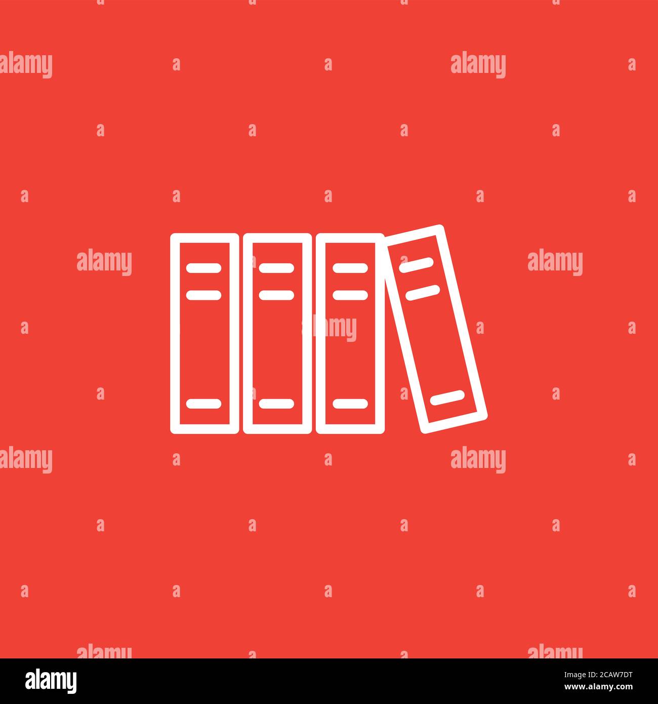 Library Line Icon On Red Background. Red Flat Style Vector Illustration ...