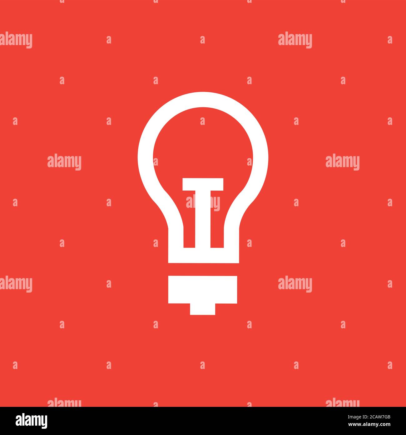 Light Bulb Icon On Red Background. Red Flat Style Vector Illustration ...