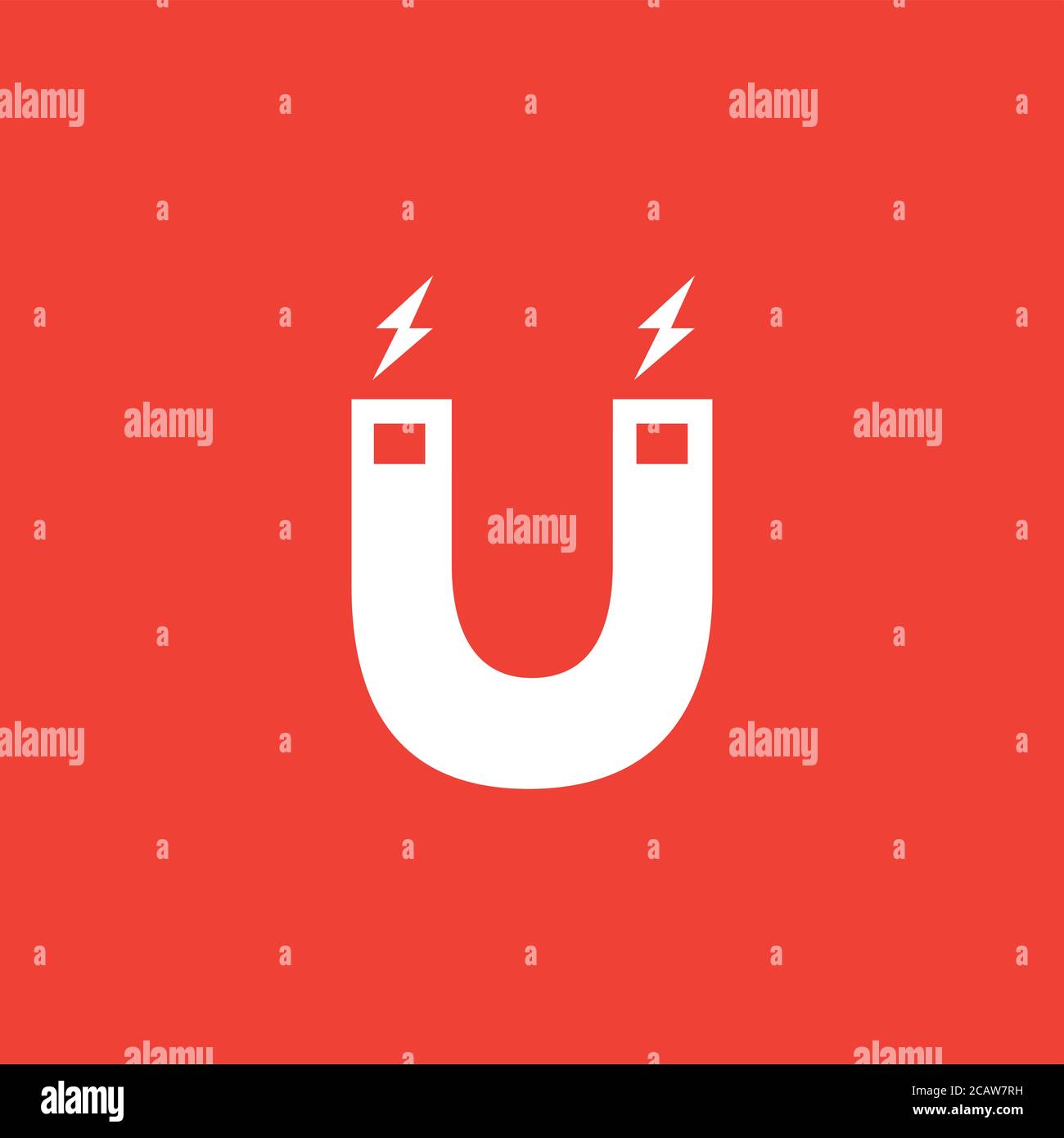 Magnet Icon On Red Background. Red Flat Style Vector Illustration Stock ...