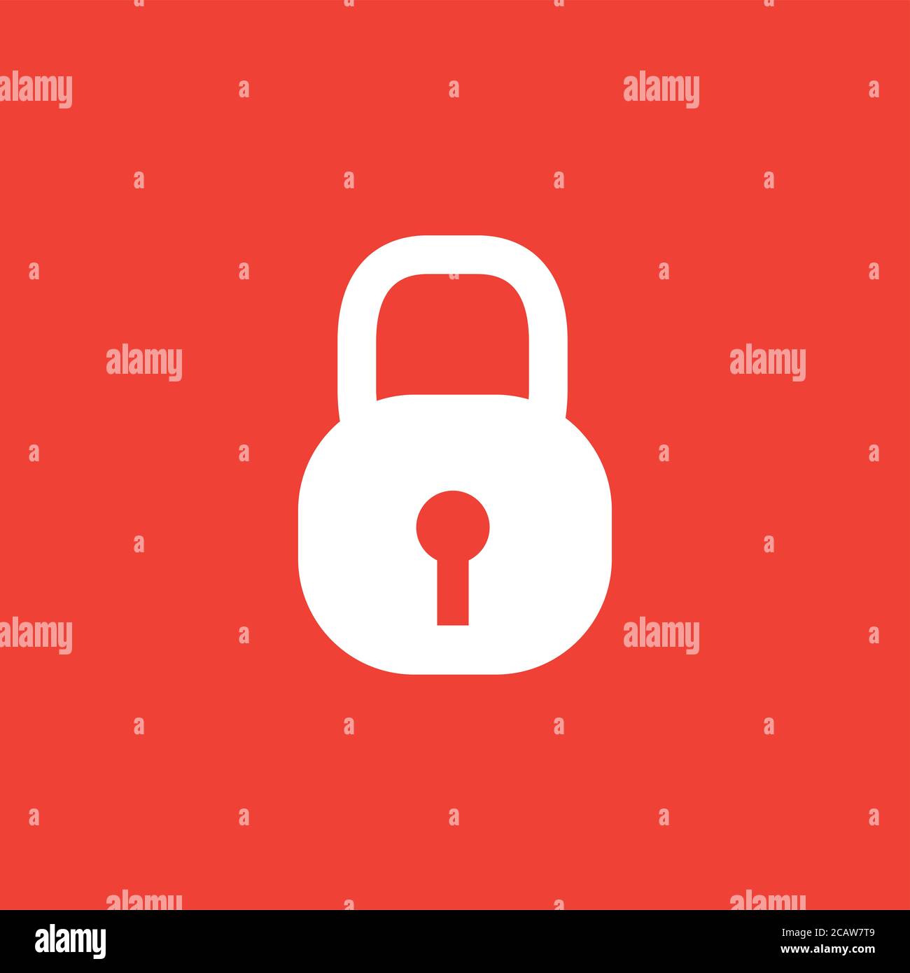 Lock Icon On Red Background. Red Flat Style Vector Illustration Stock ...