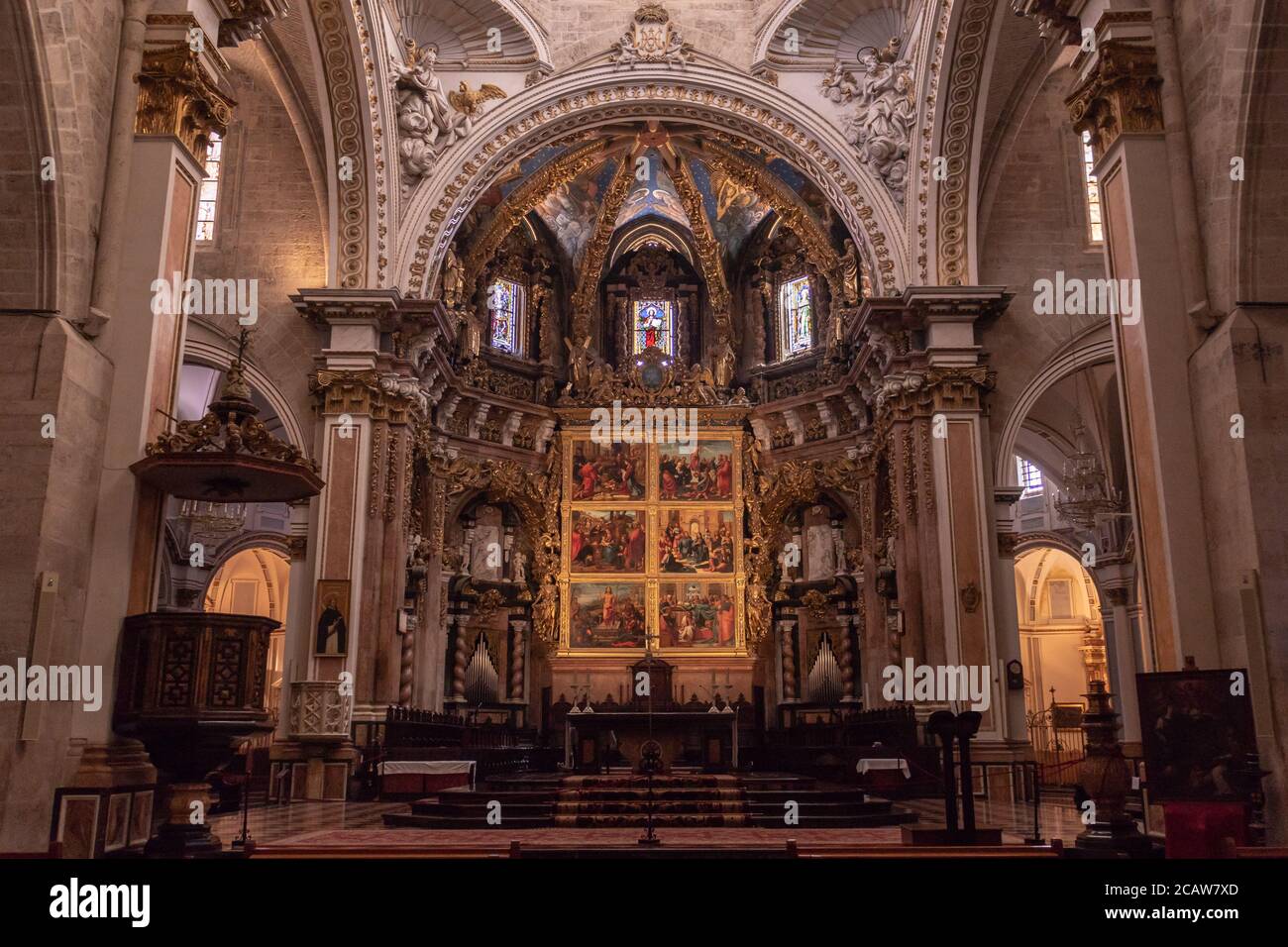 Gothic valencia cathedral interior decoration Stock Photo - Alamy