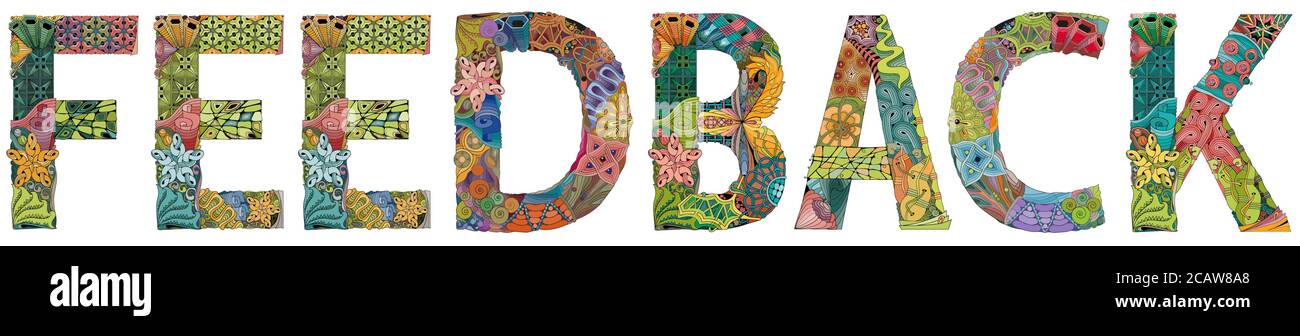 Hand-painted art design. Hand drawn illustration word FEEDBACK for t ...