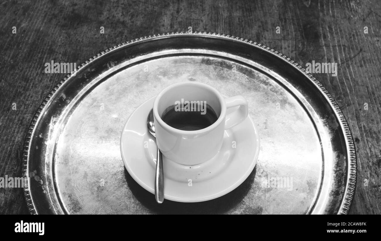 Coffee cup retro background nobody Black and White Stock Photos ...