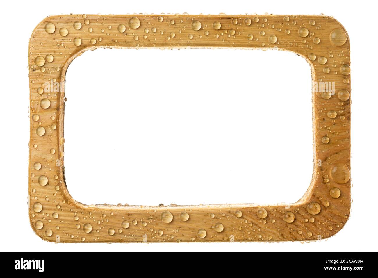 Wooden frame with dew drops. Isolated on white background Stock Photo ...