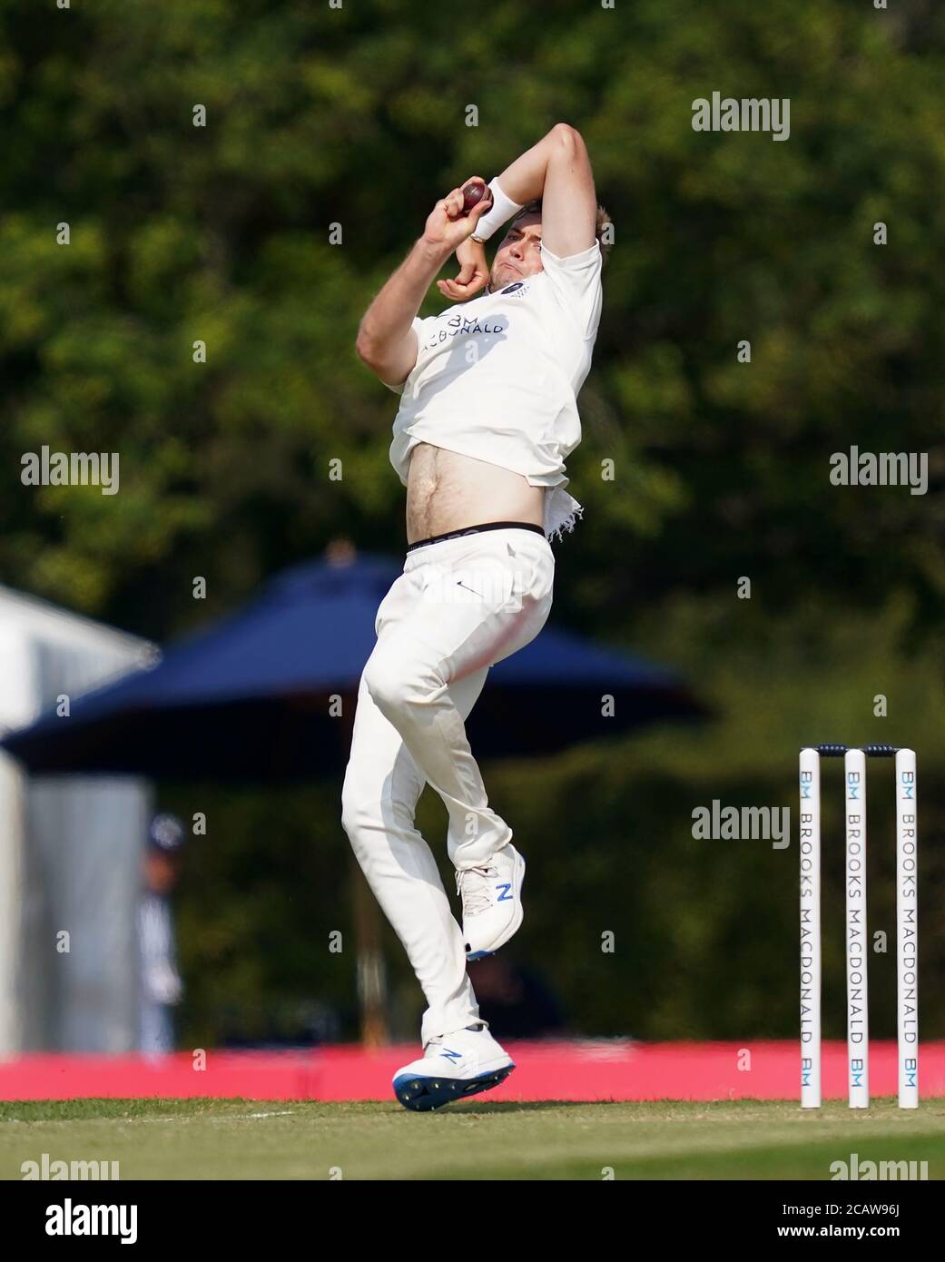 Middlesex's Tom Helm bowling during day two of The Bob Willis Trophy ...