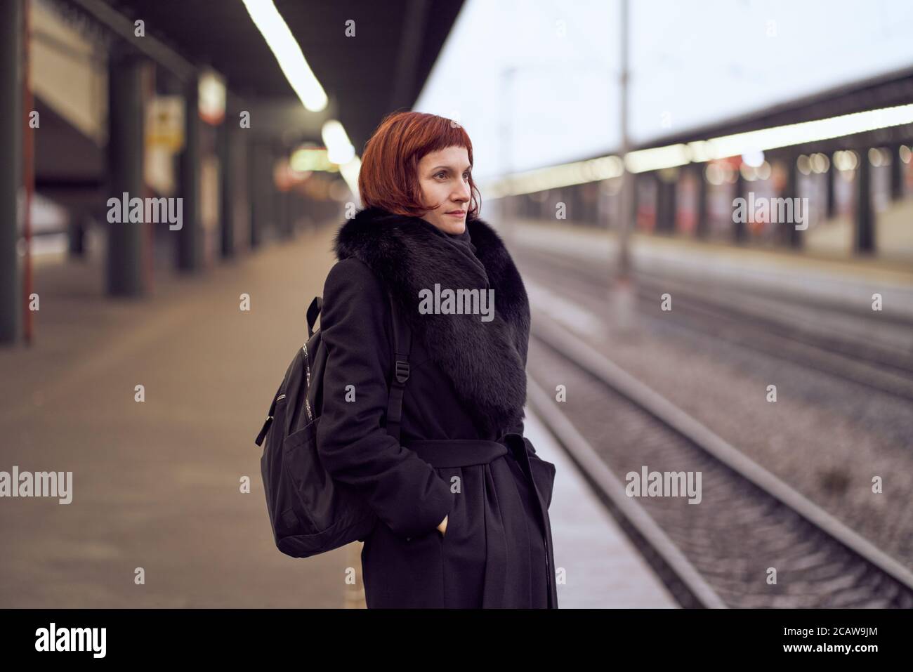 Beautiful girl on train tracks hi-res stock photography and images - Alamy