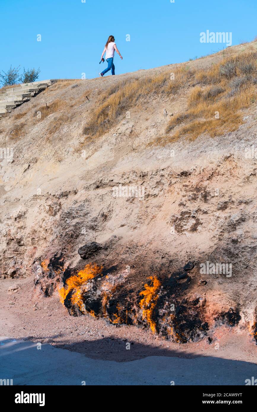 Yanar Dag, Natural Gas Fire, Absheron district, Azerbaijan, Middle East ...