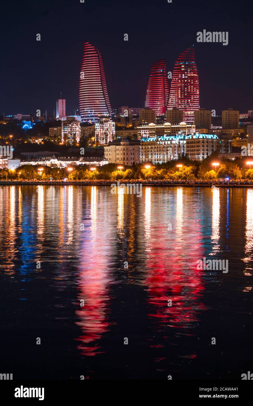 Flame Towers, Baku City, Azerbaijan, Middle East Stock Photo - Alamy