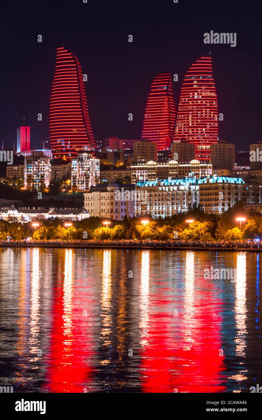 Flame Towers, Baku City, Azerbaijan, Middle East Stock Photo - Alamy