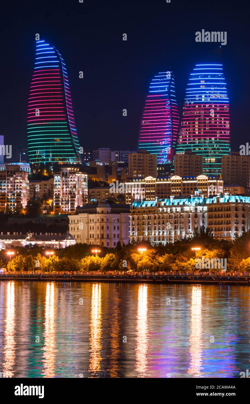 Flame Towers, Baku City, Azerbaijan, Middle East Stock Photo - Alamy