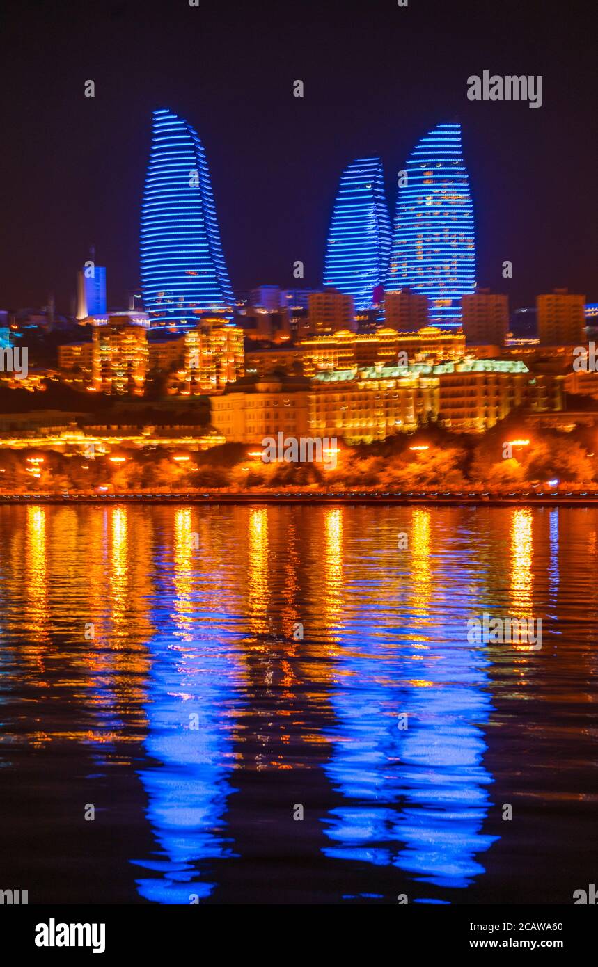 Flame Towers, Baku City, Azerbaijan, Middle East Stock Photo - Alamy